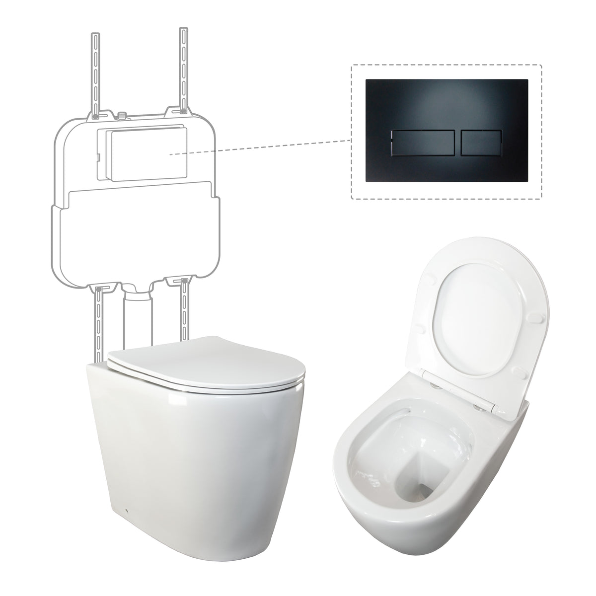 Niche Floor Standing Full Kit with Square Matte Black Push Plate ...